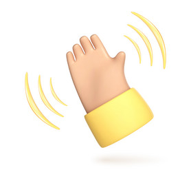 3d cartoon hand waving icon gesture hello Vector Image