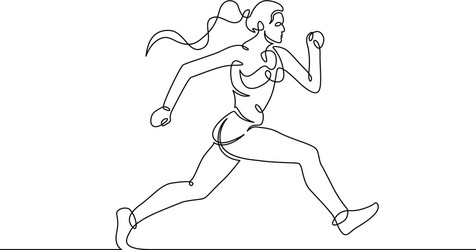 One continuous line athlete runner on a run Vector Image