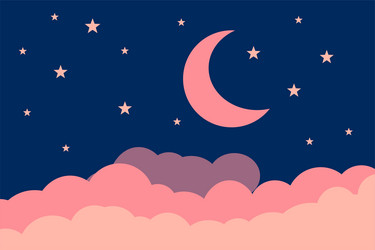 Flat style moon and stars background design Vector Image