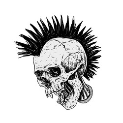 Punk skull with mohawk hair Royalty Free Vector Image