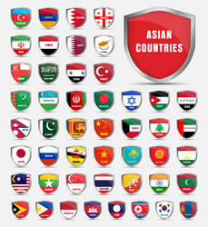All asian countries flags in isometric top view Vector Image