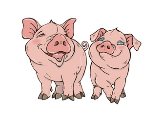 Two Cartoon Pigs