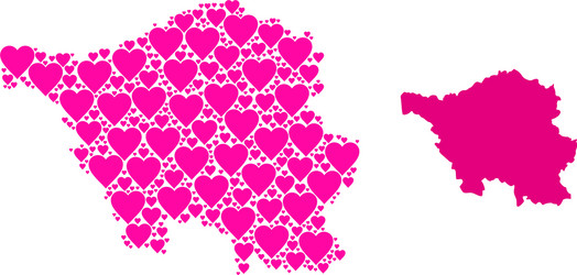 Pink heart collage map hesse state Royalty Free Vector Image