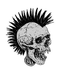 Punk skull with mohawk hair Royalty Free Vector Image