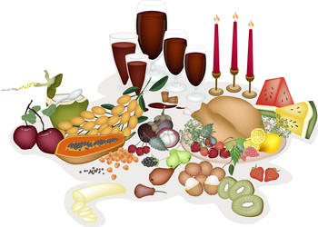 Collection of traditional french dinner meals Vector Image