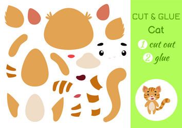 Cut and glue paper little cat kids crafts Vector Image