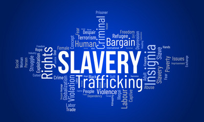 Slavery world cloud background safety awareness Vector Image