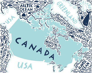Hand drawn stylized map of canadian region Vector Image