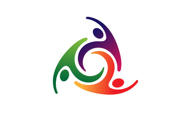 Creative colorful three people logo Royalty Free Vector