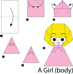 Step instructions how to make origami a girl Vector Image
