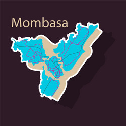 Sticker line art design - mombasa city map Vector Image