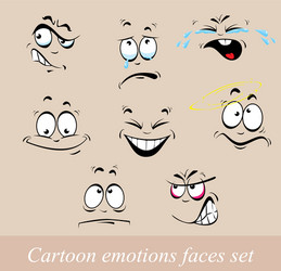 Funny faces set cartoon comics face expressions Vector Image