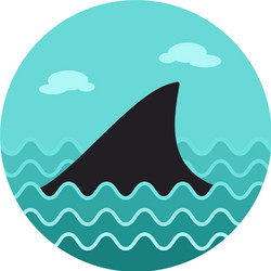 Shark fin flat icon summer vacation Royalty Free Vector