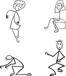 Person flying kite cartoon stick figure Royalty Free Vector