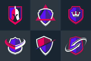 Shield logos set different ammo protection Vector Image