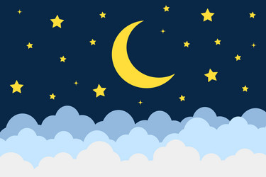 Cartoon crescent moon and stars Royalty Free Vector Image