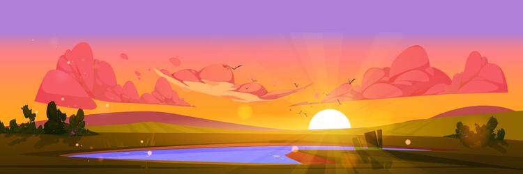 Cartoon nature landscape sunset backgrounds Vector Image