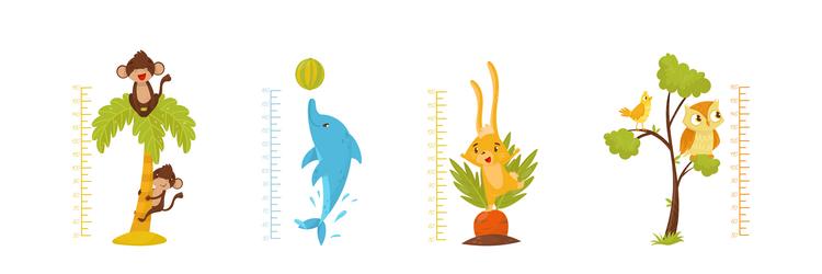 Height chart for kids with funny animals Vector Image