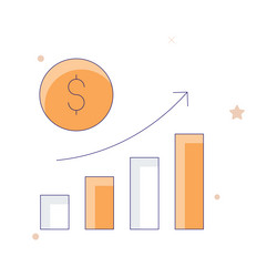 Increase investment outline icon style Royalty Free Vector
