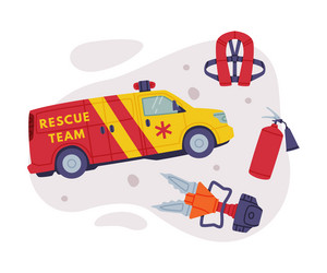 Rescue equipment with specialized machine and Vector Image