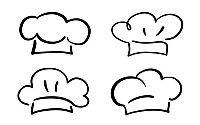 Chef hat line art drawing icon set cooking logo Vector Image