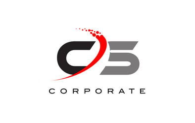 White letters cs c s logo with leading lines Vector Image