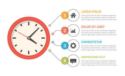Abstract infographic with clock design template Vector Image