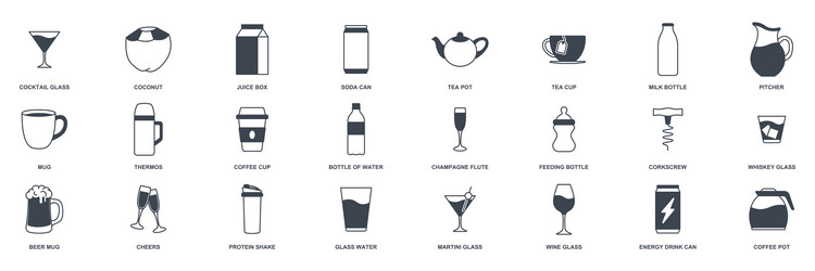 Drink icon set included icons as beer mug folder Vector Image