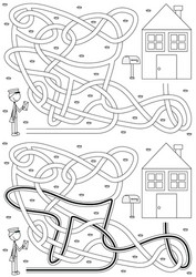 House maze Royalty Free Vector Image - VectorStock