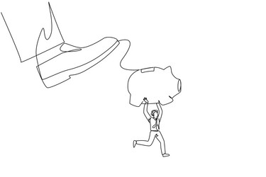 Single one line drawing businessman holds back Vector Image