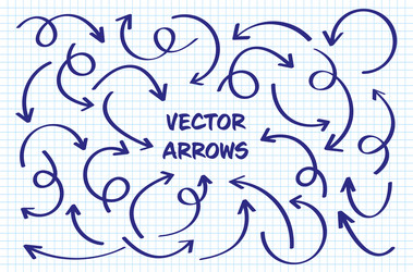 Hand drawn arrows on checkered paper sheet school Vector Image