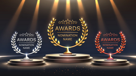 Awards nomination name podium golden prize Vector Image
