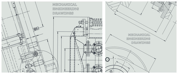 Blueprint set engine line drawing Royalty Free Vector Image