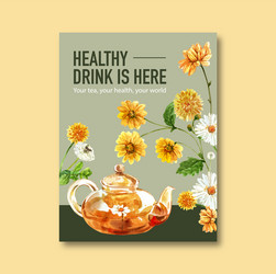 Herbal tea poster design with cinnamon mint Vector Image