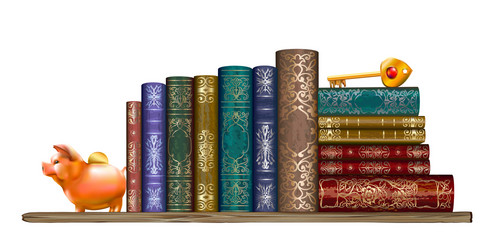 Books on shelf wall sticker Royalty Free Vector Image