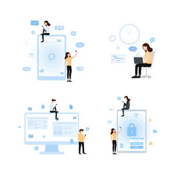 Teenagers and technology concept cartoon Vector Image