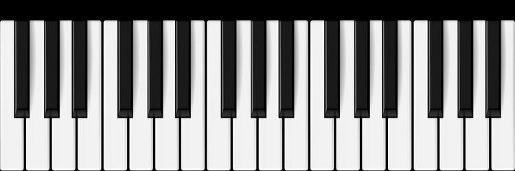 Realistic piano keys with notes music theme design