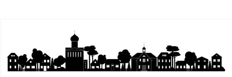 Small town silhouette skyline horizontal banner Vector Image