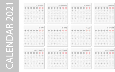 2021 year calendar isolated on white background Vector Image