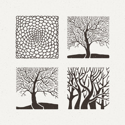 Circle trees set pattern Royalty Free Vector Image