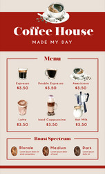 Coffee house menu american cappuccino espresso Vector Image