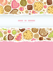 Colorful cookies frame seamless pattern background