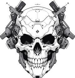 Mecha mask emblem in black over white Royalty Free Vector