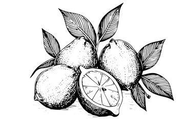 Hand drawn ink sketch of lemon Royalty Free Vector Image
