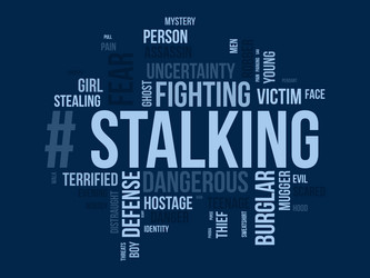 Stalking world cloud background safety awareness Vector Image