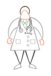 Cartoon doctor man with stethoscope and standing Vector Image