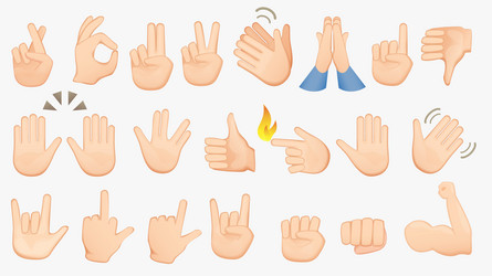 Realistic human hands icons and symbols set emoji Vector Image