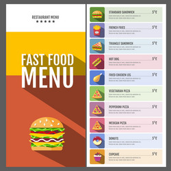 Fast food restaurant menu board template design Vector Image