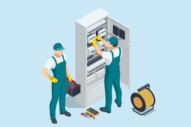 Isometric electricity energy maintenance Vector Image