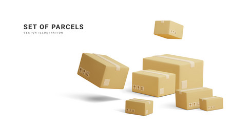 Set of parcels template shopping packages Vector Image